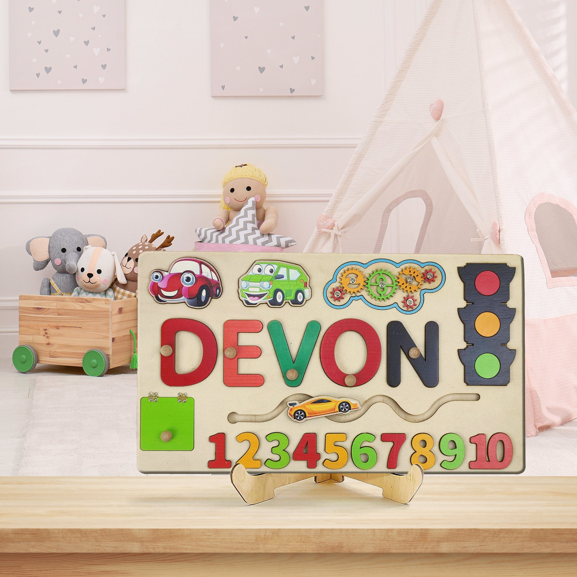 Name Puzzle Wooden Busy Board Puzzle Montessori Toys - Etsy