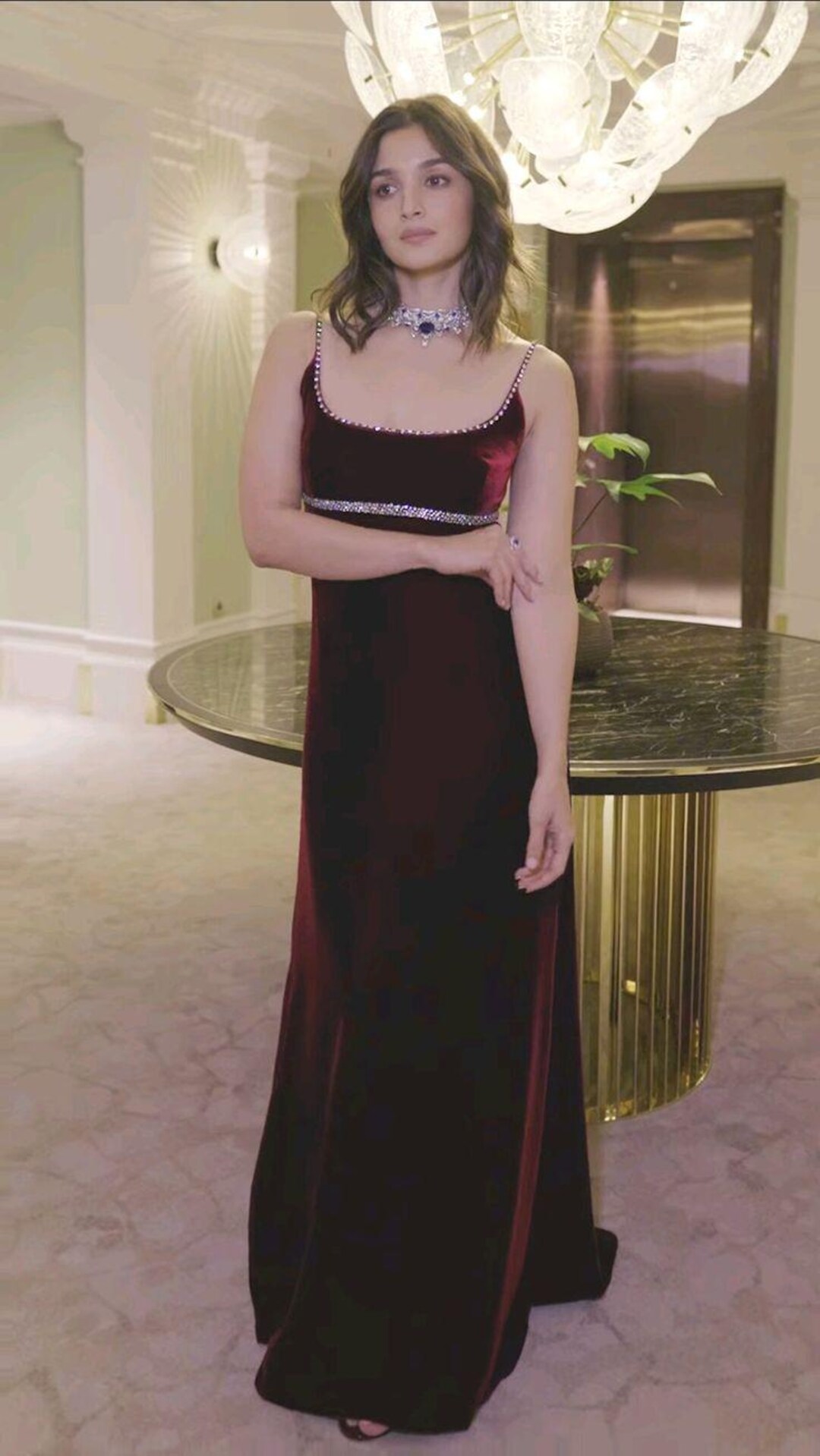 Aliya Bhatt Maroon Colour Velvet Gown - Etsy