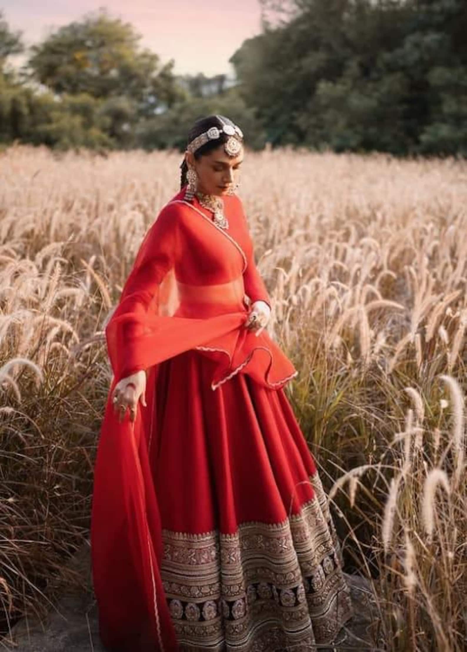 Aditi Rao Hadri Red Colour Traditional Lehenga - Etsy