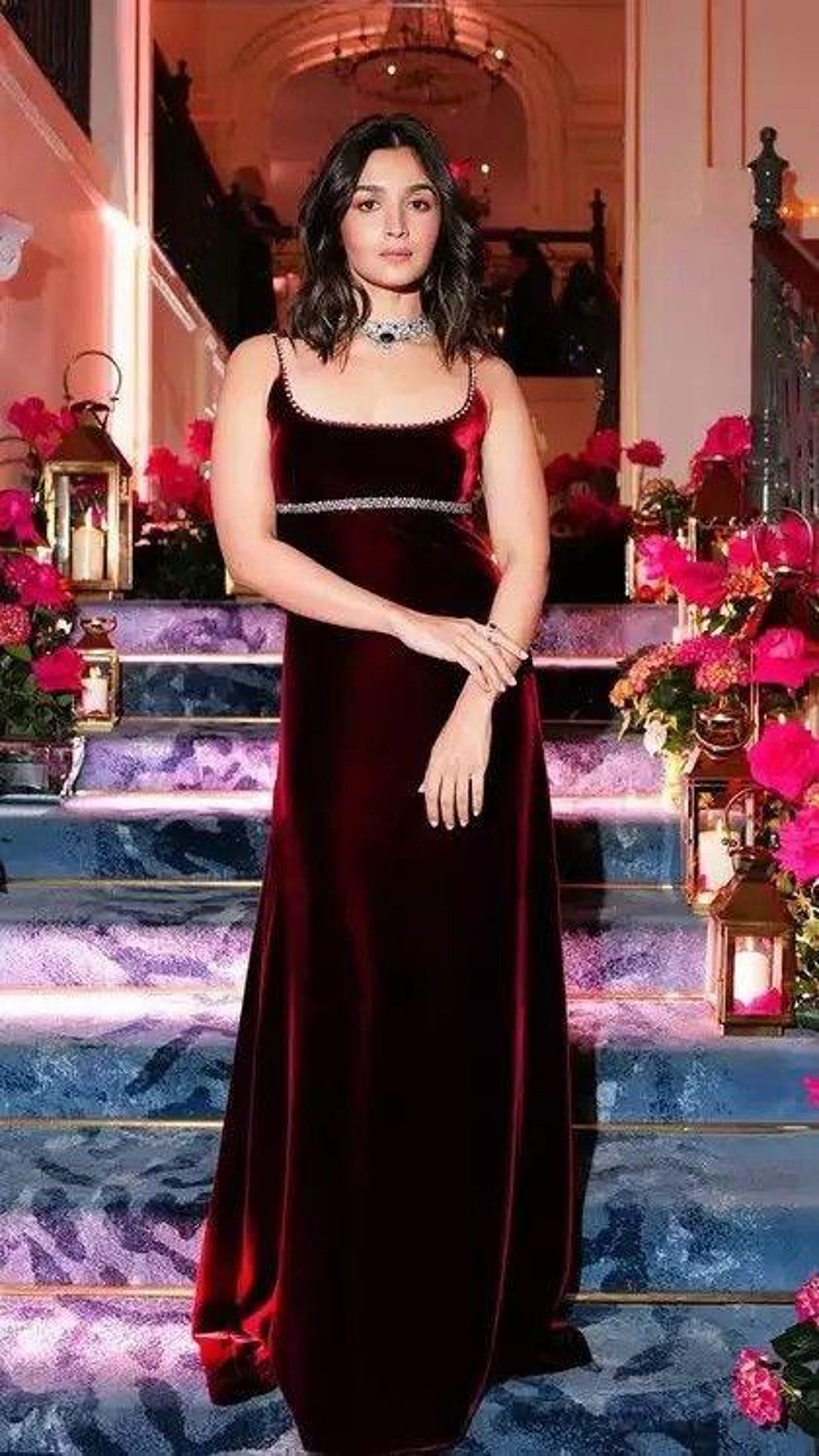 Aliya Bhatt Maroon Colour Velvet Gown - Etsy