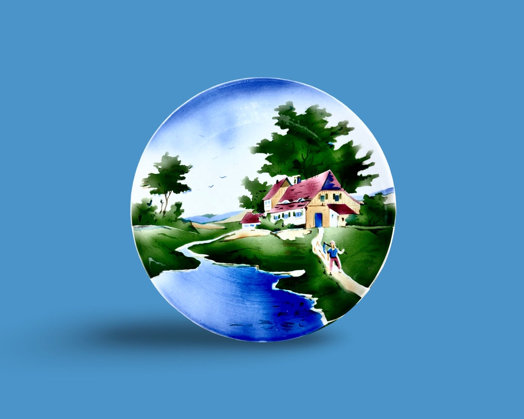 Vintage Art Deco Wall Plate: Countryside Farmhouse Decor - Etsy