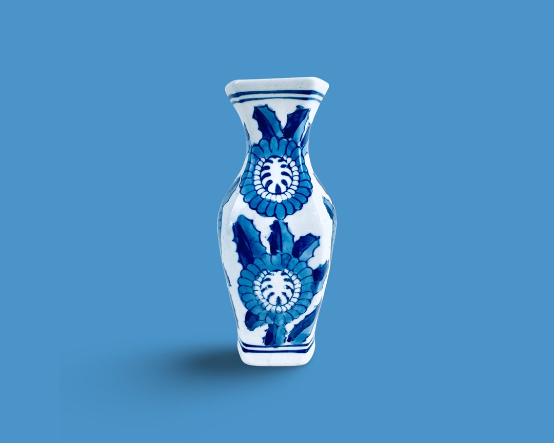 Vintage T. Kopenhagen Vase: Hand-painted Blue Floral Danish Ceramic - Etsy