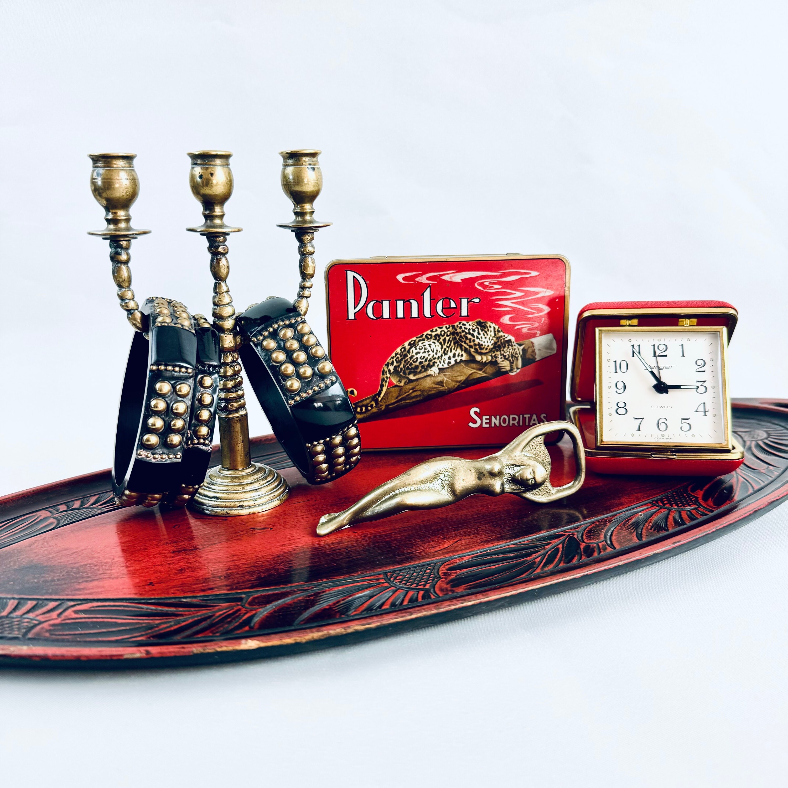 Vintage Red Tin Cigar Box for 20 Cigars by Panter Senoritas Gold ...