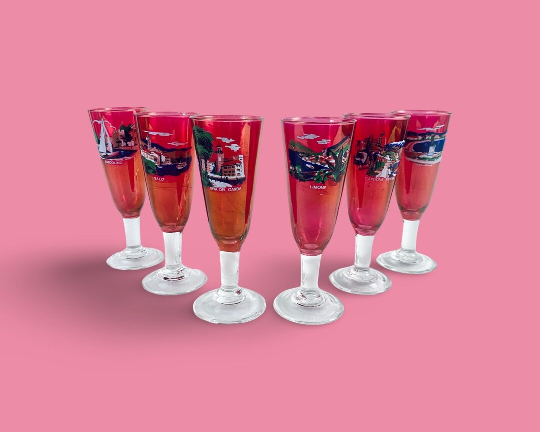 Set of 6 Vintage Italian Souvenir Shot Glasses 1950s – Lake Garda ...