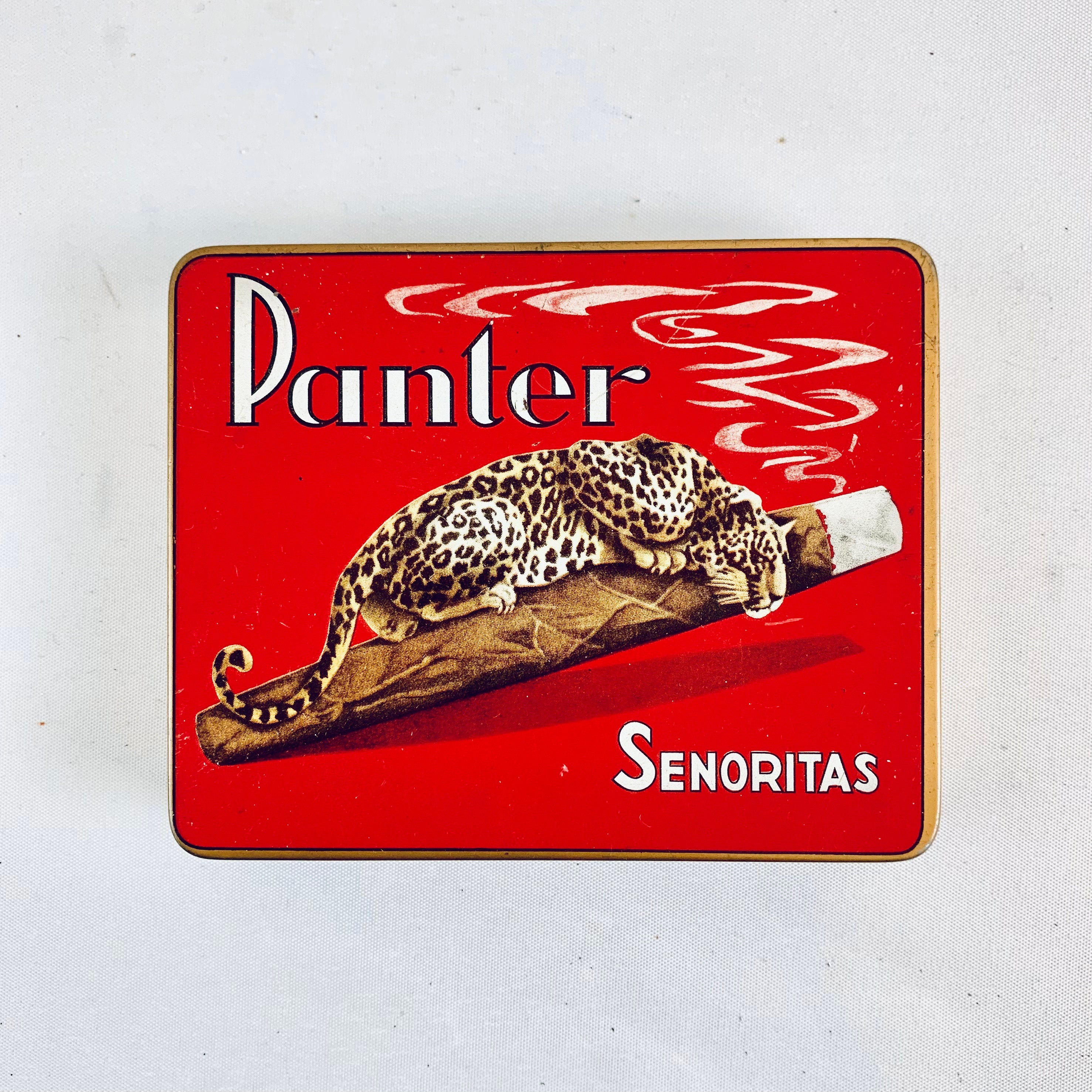 Vintage Red Tin Cigar Box for 20 Cigars by Panter Senoritas Gold ...