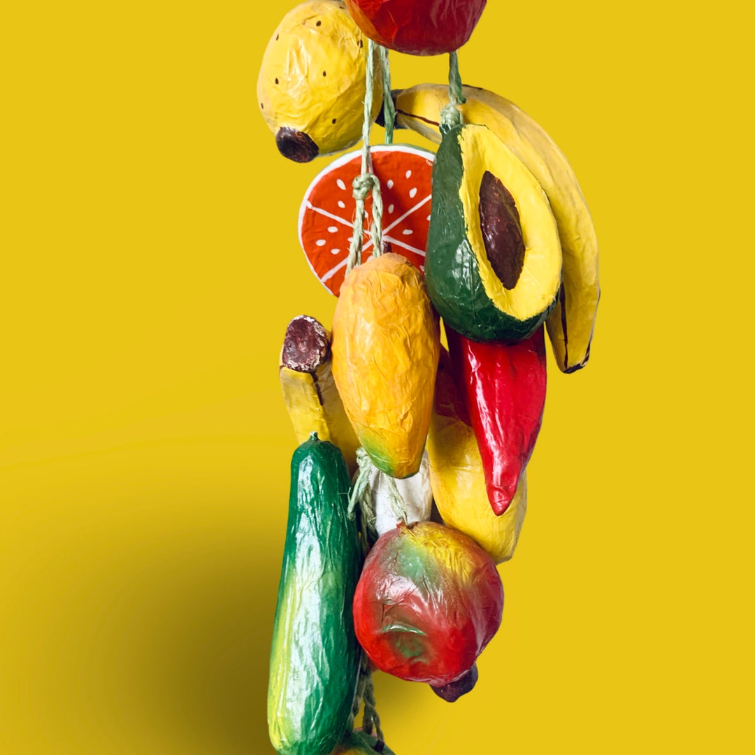 Vintage Mexican Papier-mâché Fruit and Vegetable Ristra - Hand-painted ...