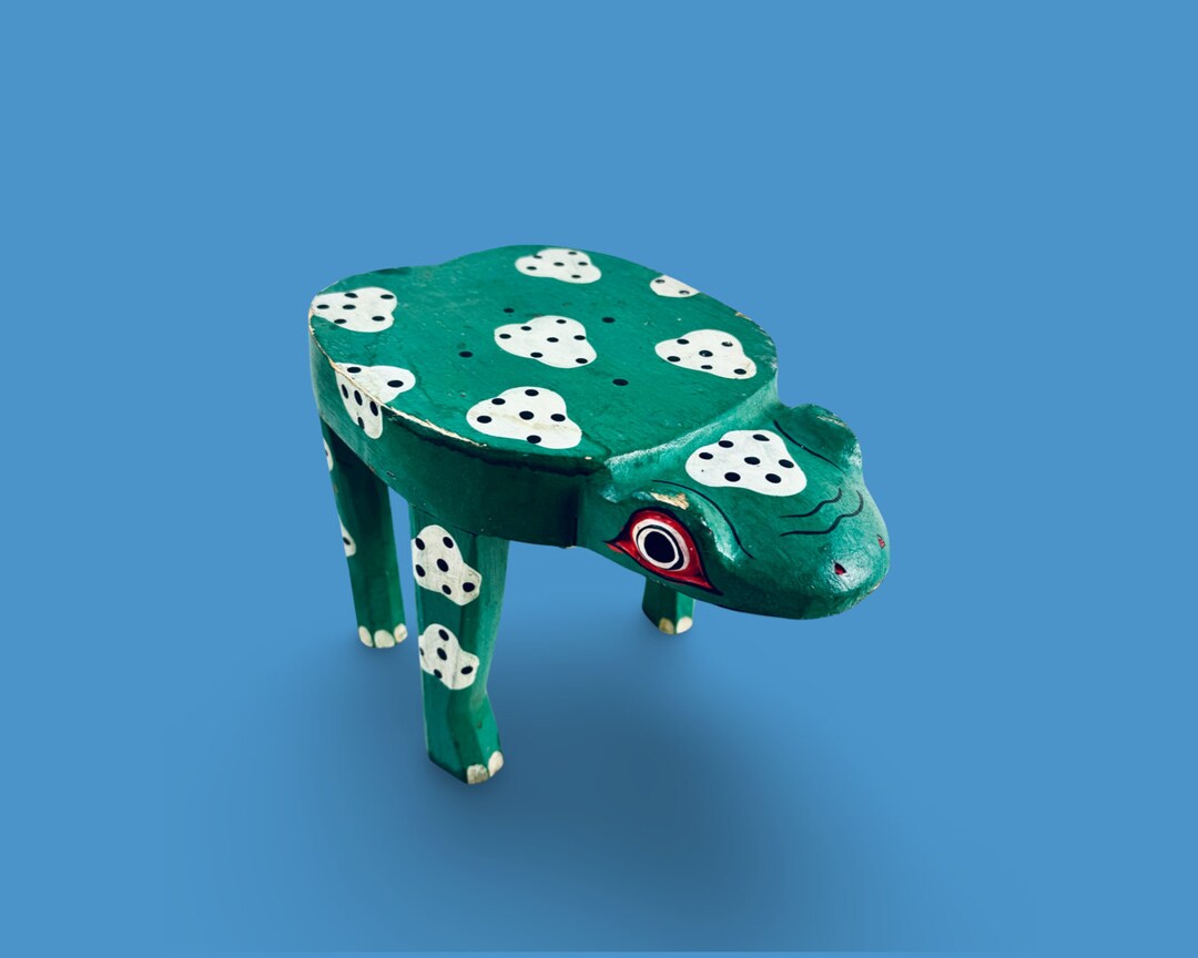 Vintage Style Balinese Frog Plant Stand: Hand-carved Lucky Green ...