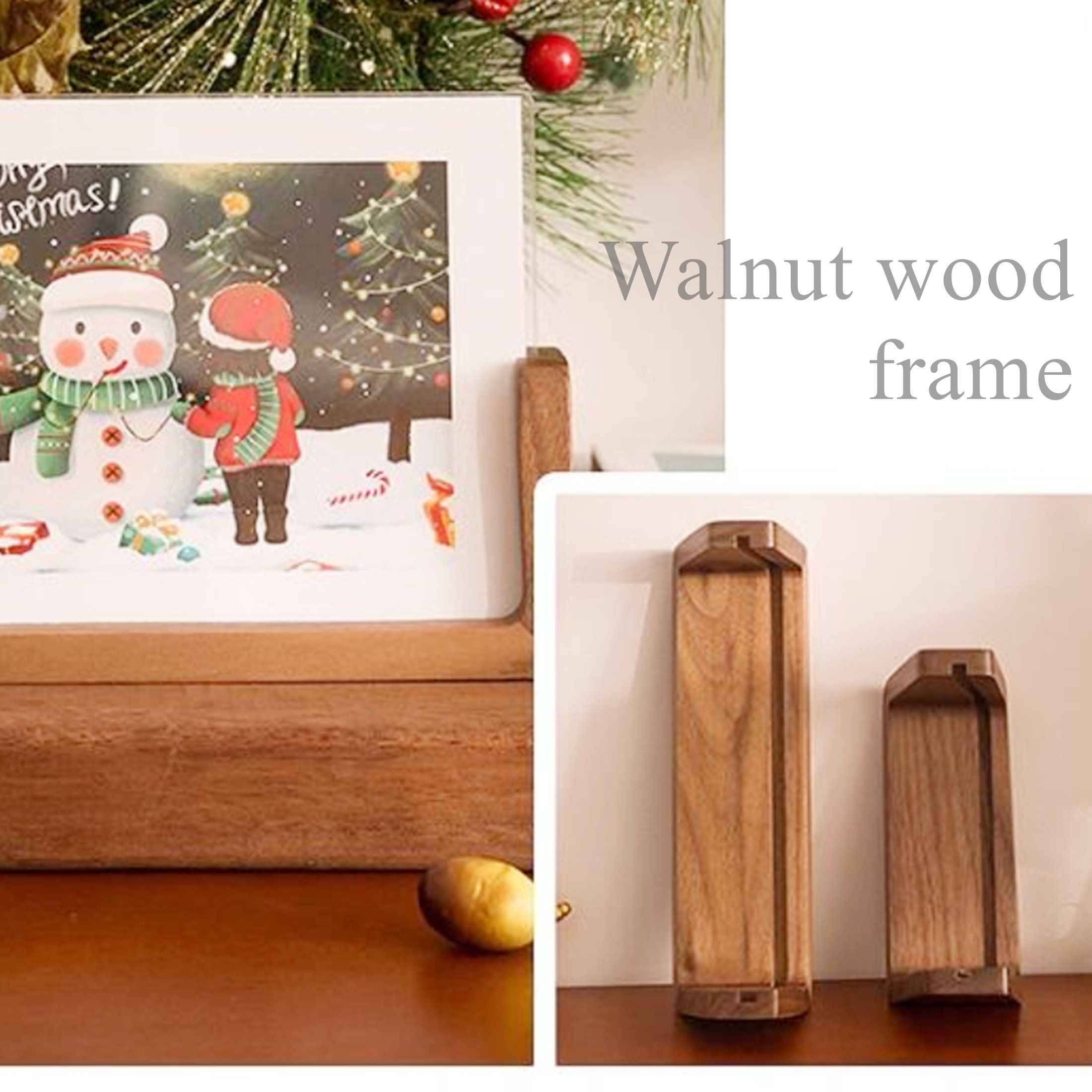 Walnut Photo Frame Transparent Standing Hardwood Rustic Tabletop ...