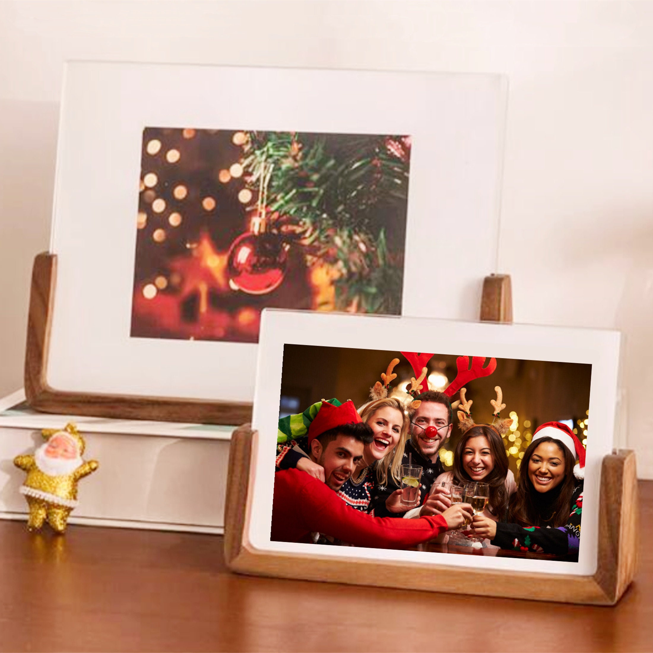 Walnut Photo Frame Transparent Standing Hardwood Rustic Tabletop ...