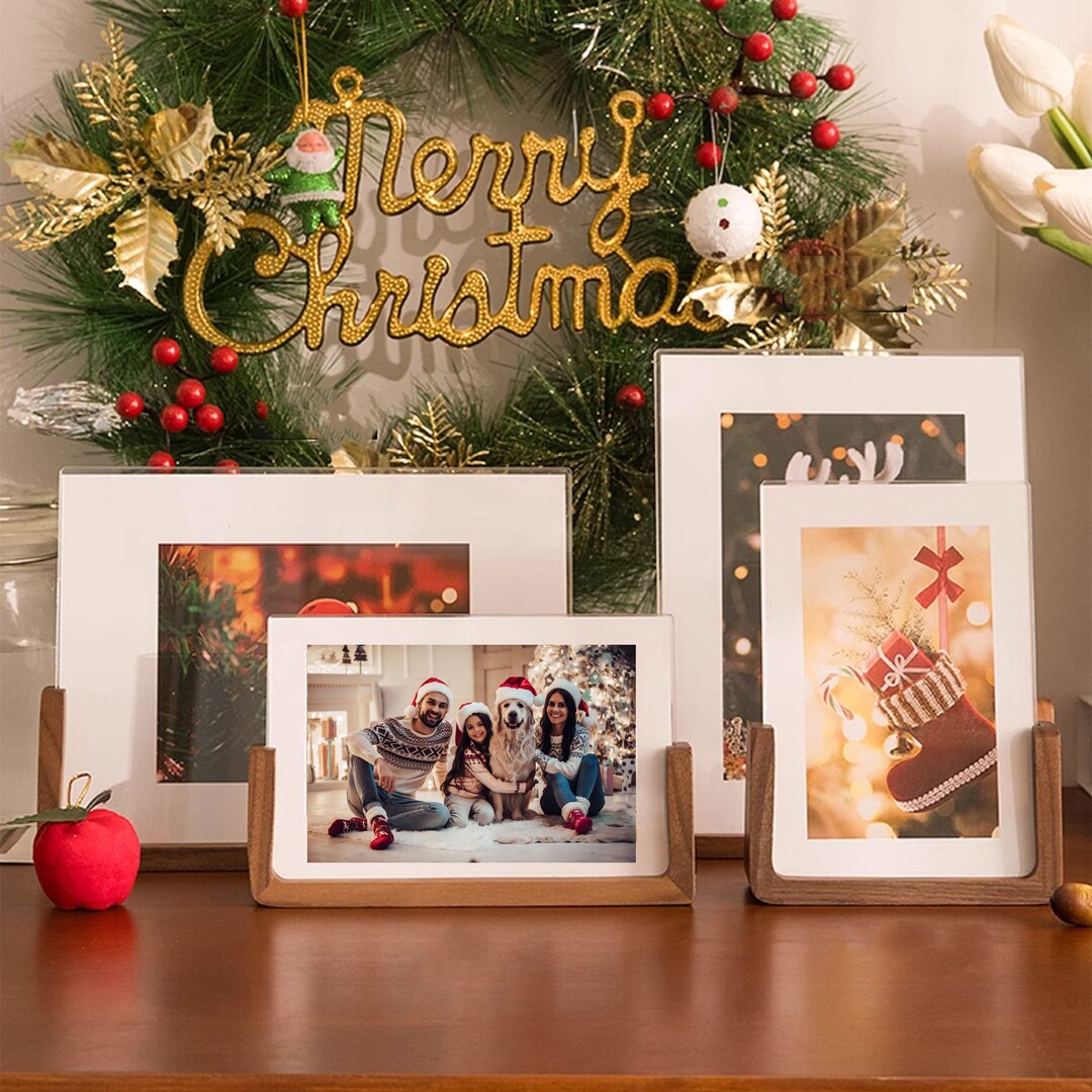 Walnut Photo Frame Transparent Standing Hardwood Rustic Tabletop ...