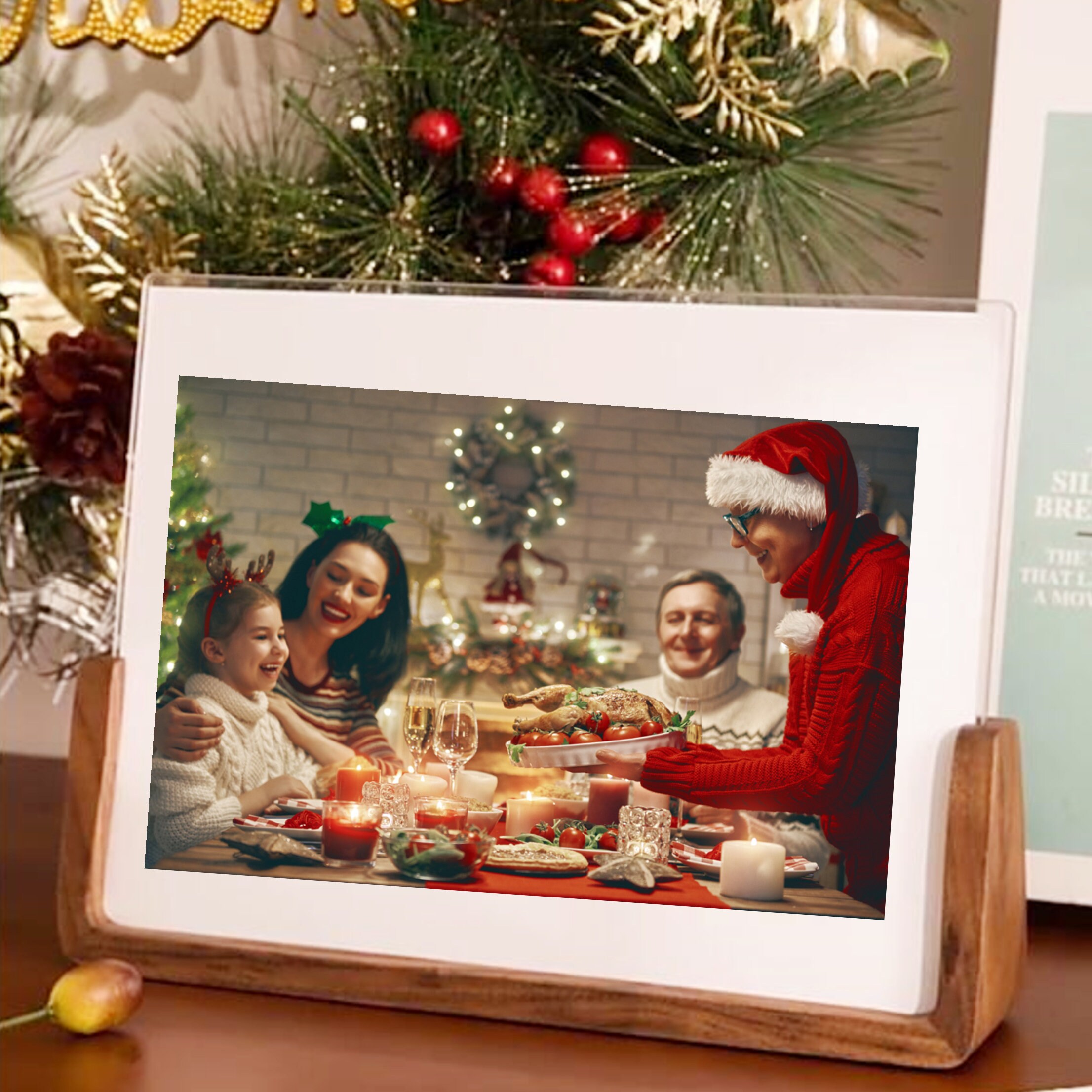 Walnut Photo Frame Transparent Standing Hardwood Rustic Tabletop ...