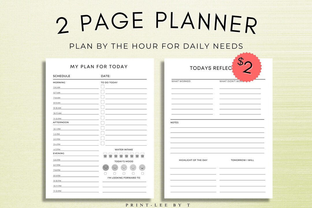 Daily Planner Printable, 24 Hour Planner, Daily to Do List, Daily Work ...