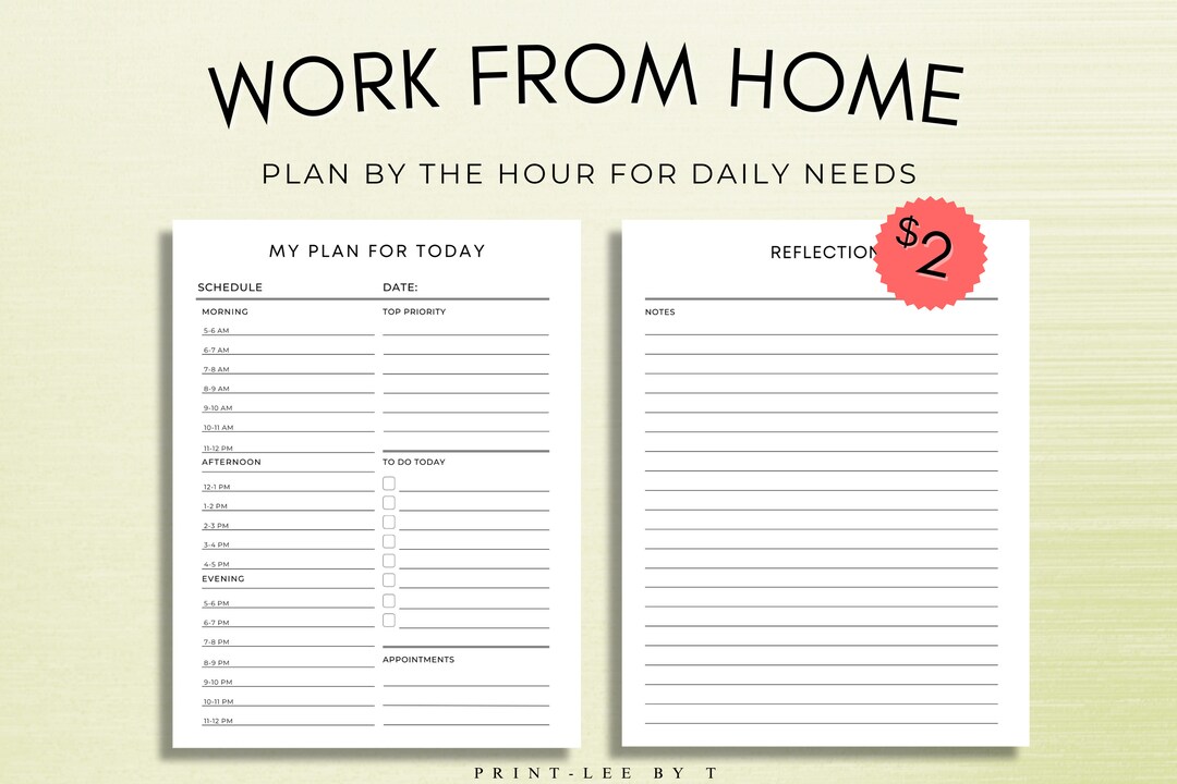 Work From Home Planner, Printable, Remote Work Schedule Tracker ...