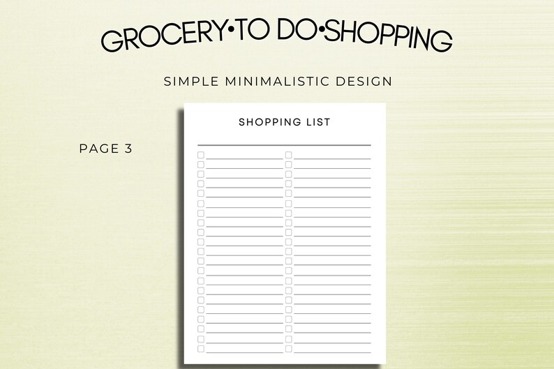 Minimal to Do List Printable, Simple Grocery List, Shopping List ...
