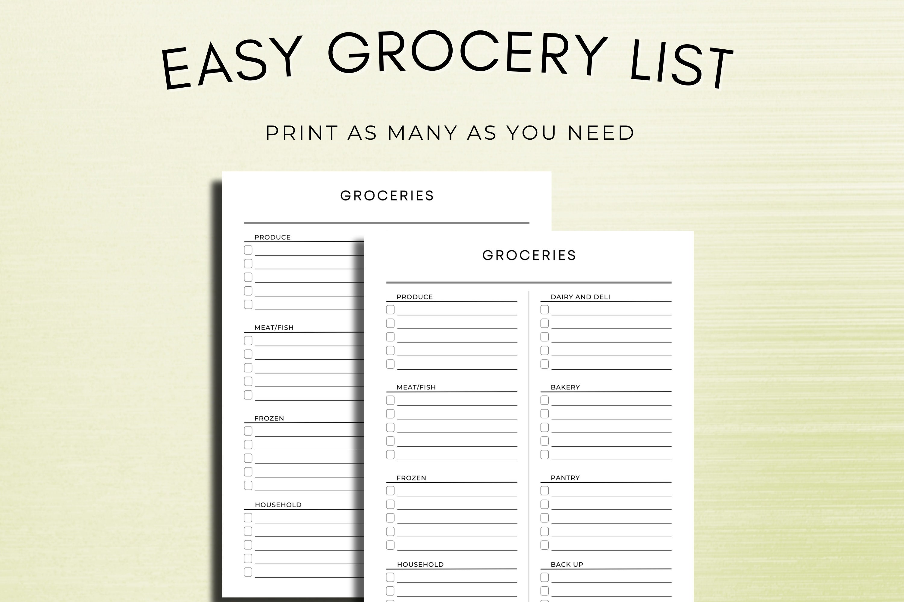 Grocery Planner, Grocery List Printable Template, Food Shopping List ...