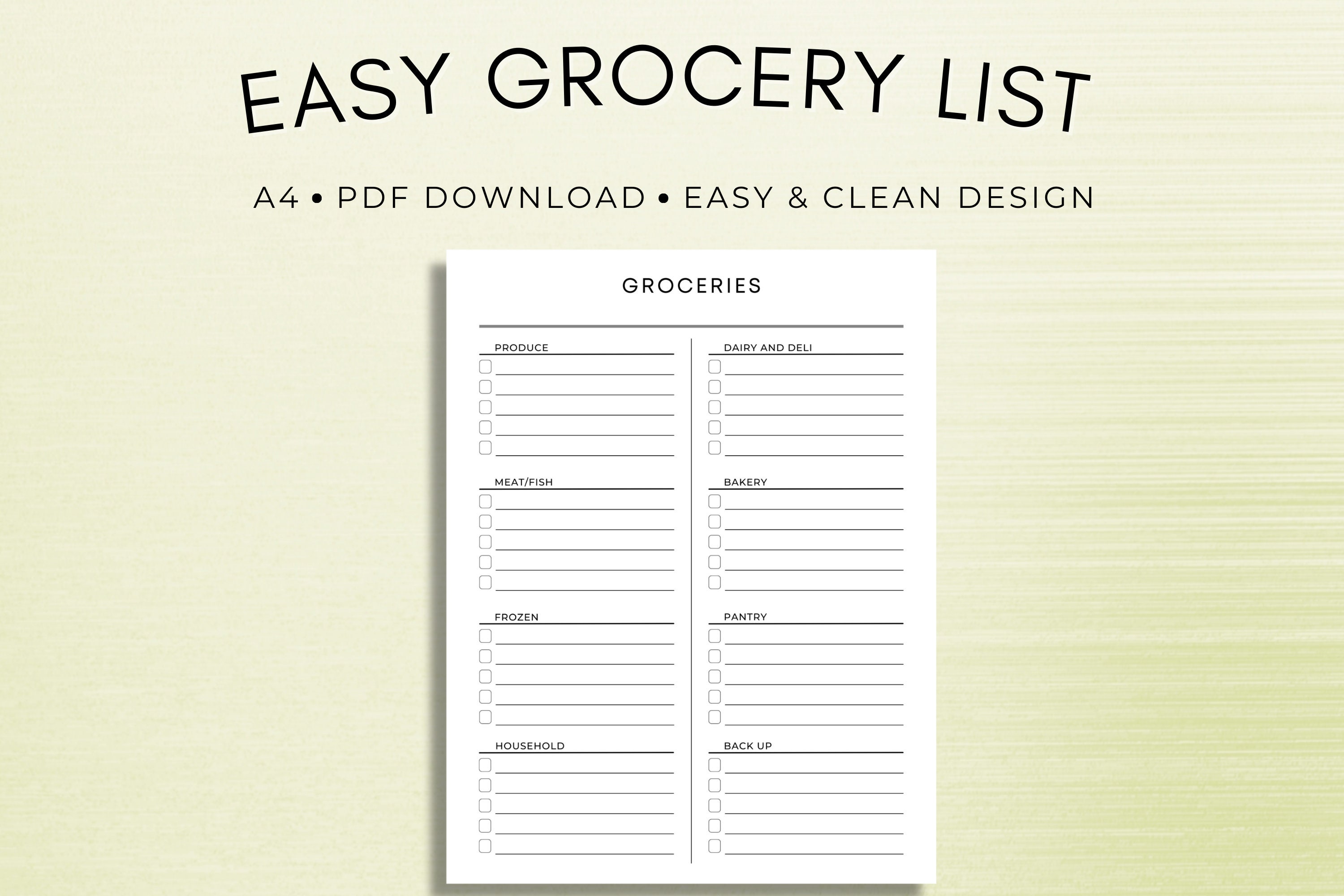 Grocery Planner, Grocery List Printable Template, Food Shopping List ...