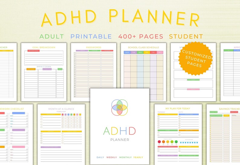 ADHD Planner, Adult, ADHD Planner Student, Daily and Weekly Planner ...