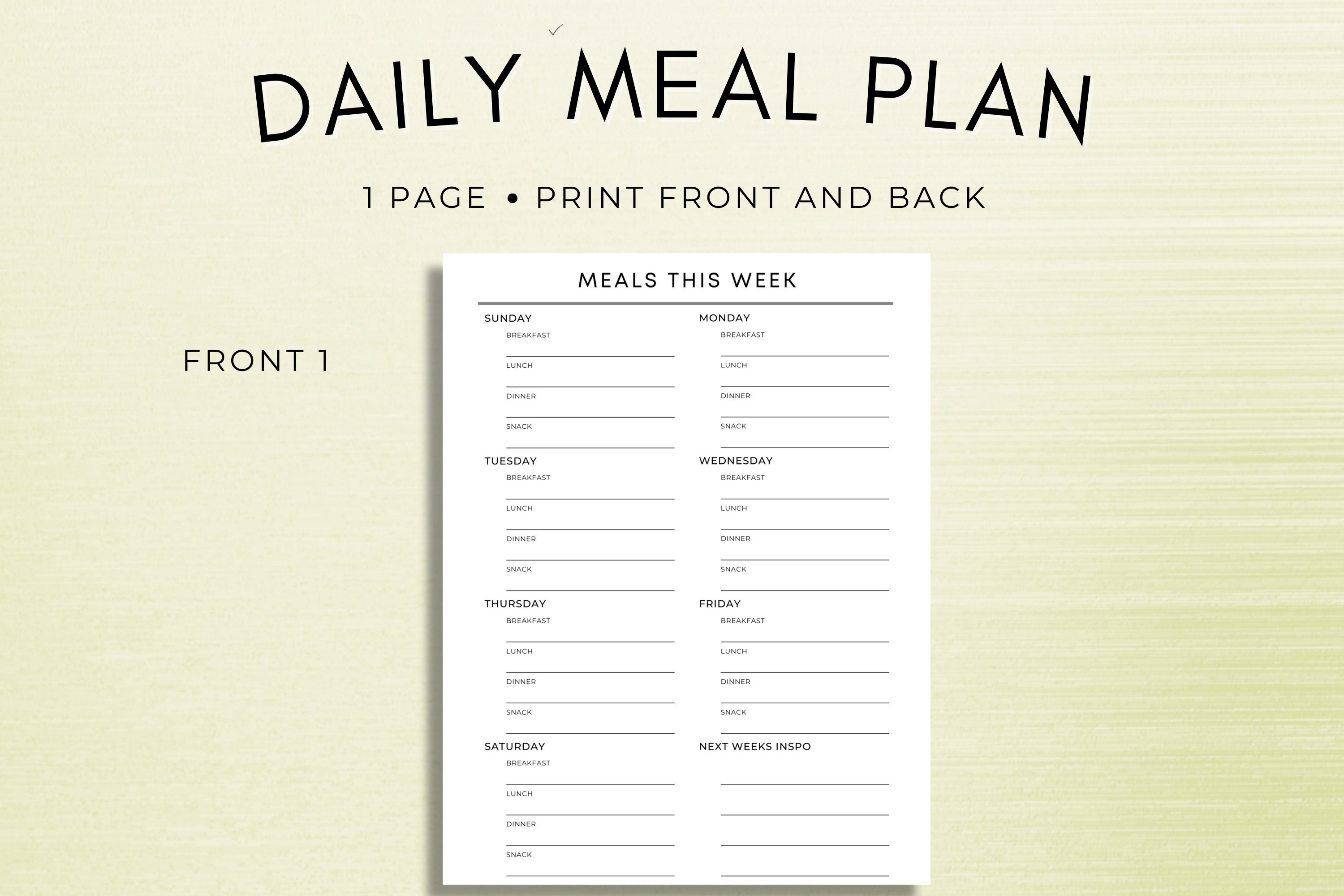 Printable Weekly Meal Planner, Meal Tracker, Food Journal, Meal Prep ...
