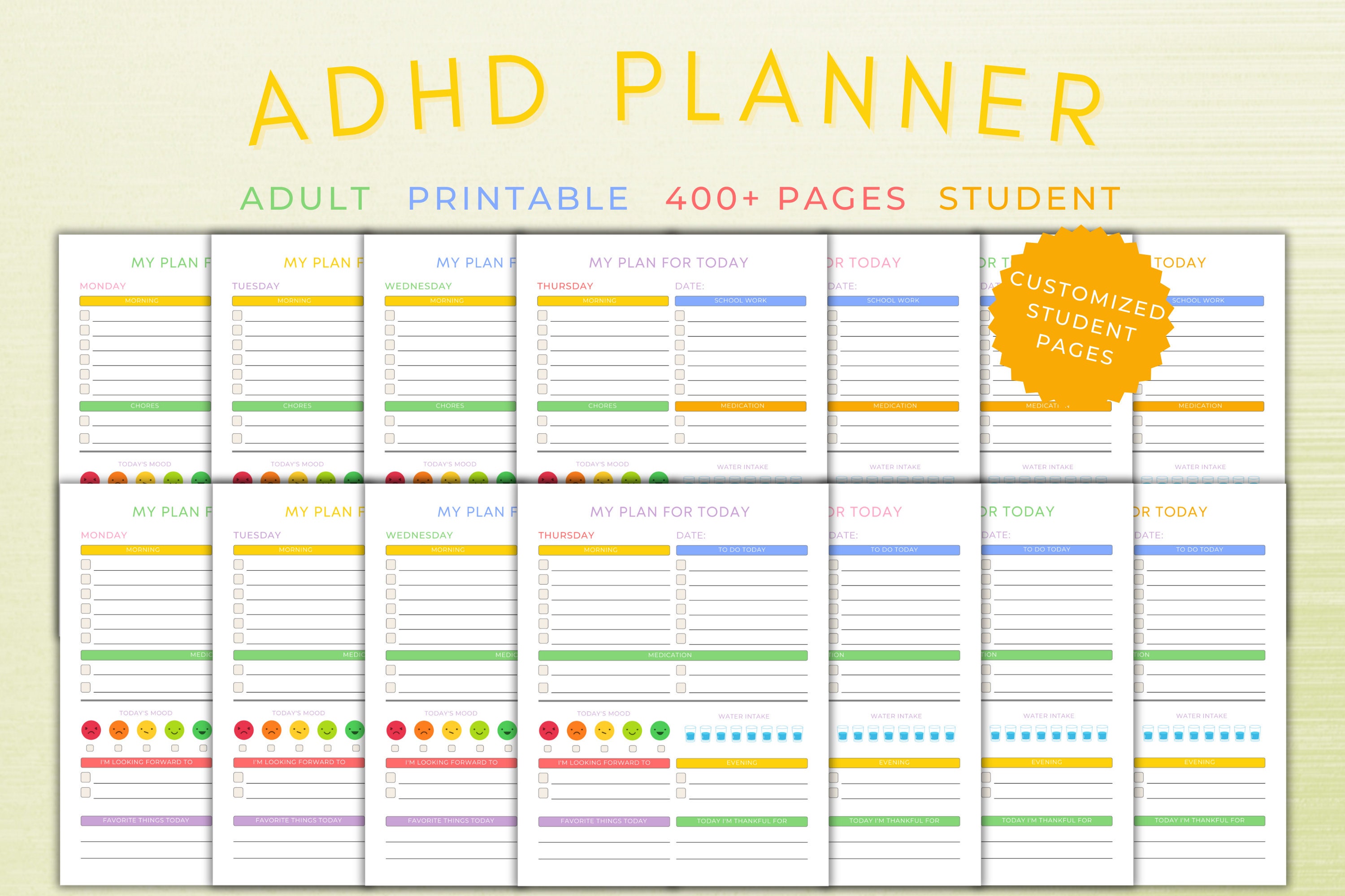 ADHD Planner, Adult, ADHD Planner Student, Daily and Weekly Planner ...
