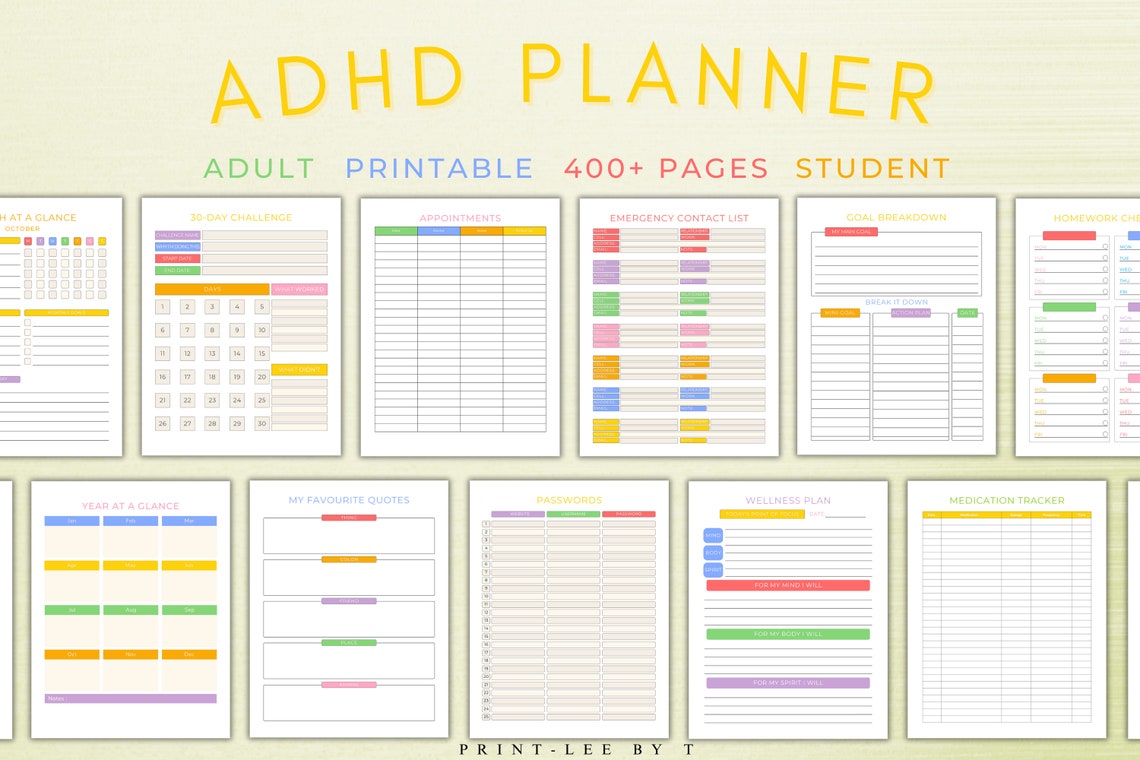 ADHD Planner, Adult, ADHD Planner Student, Daily and Weekly Planner ...
