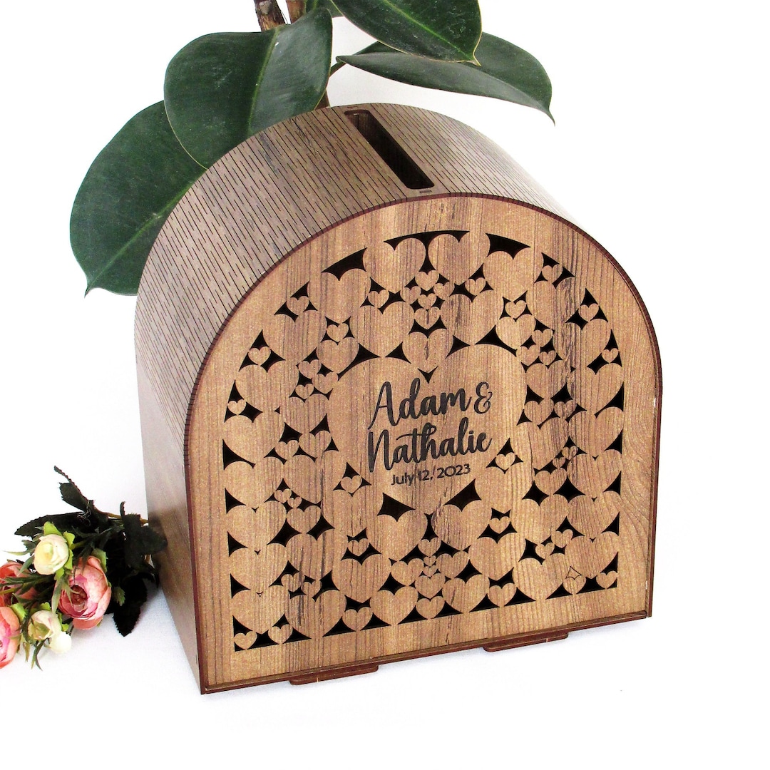 Wedding Card Box: Chic Boho Style With Heart Design Wedding Gift Card ...