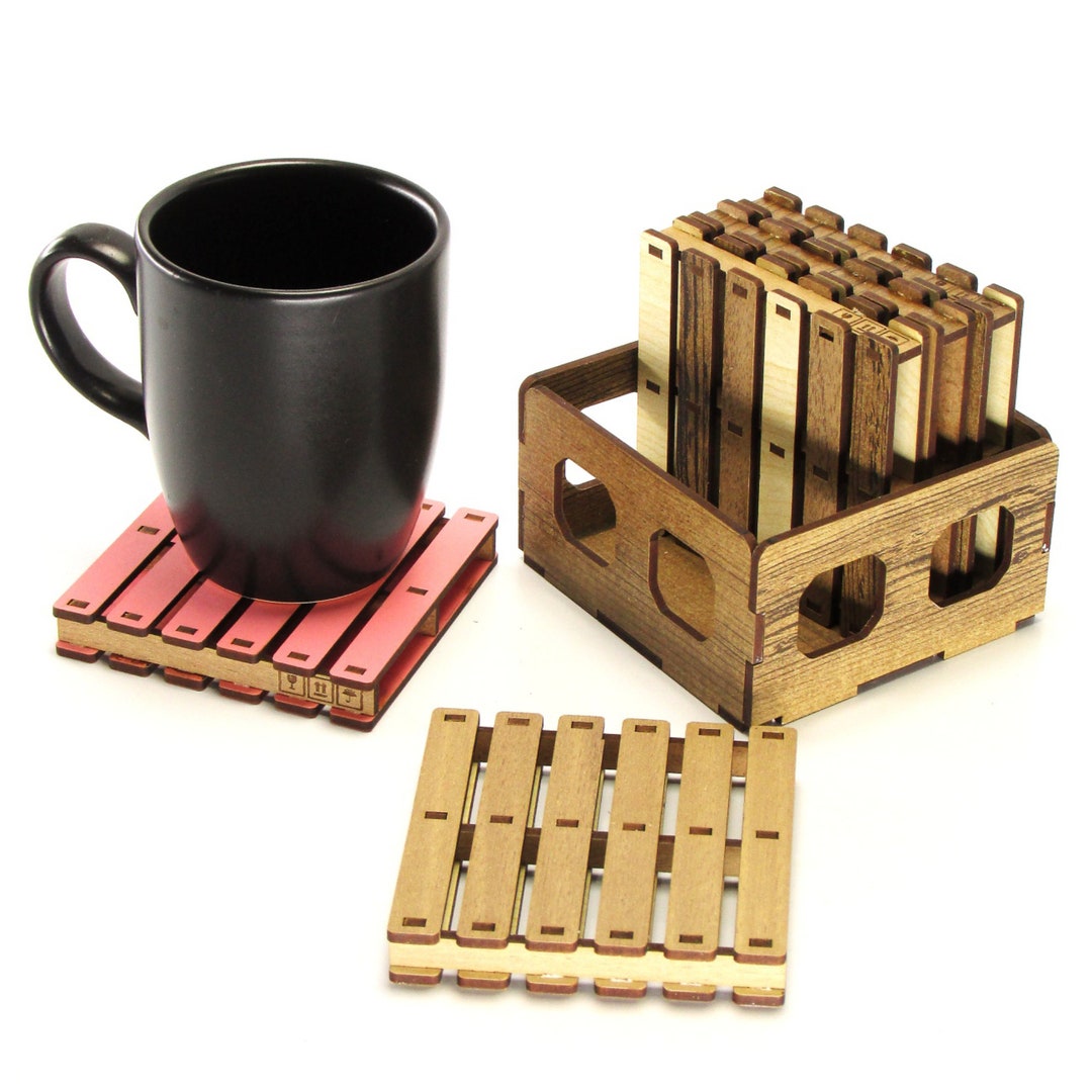 Stylish Upcycling: Boxed Pallet Coaster Template Coaster Set, Custom ...