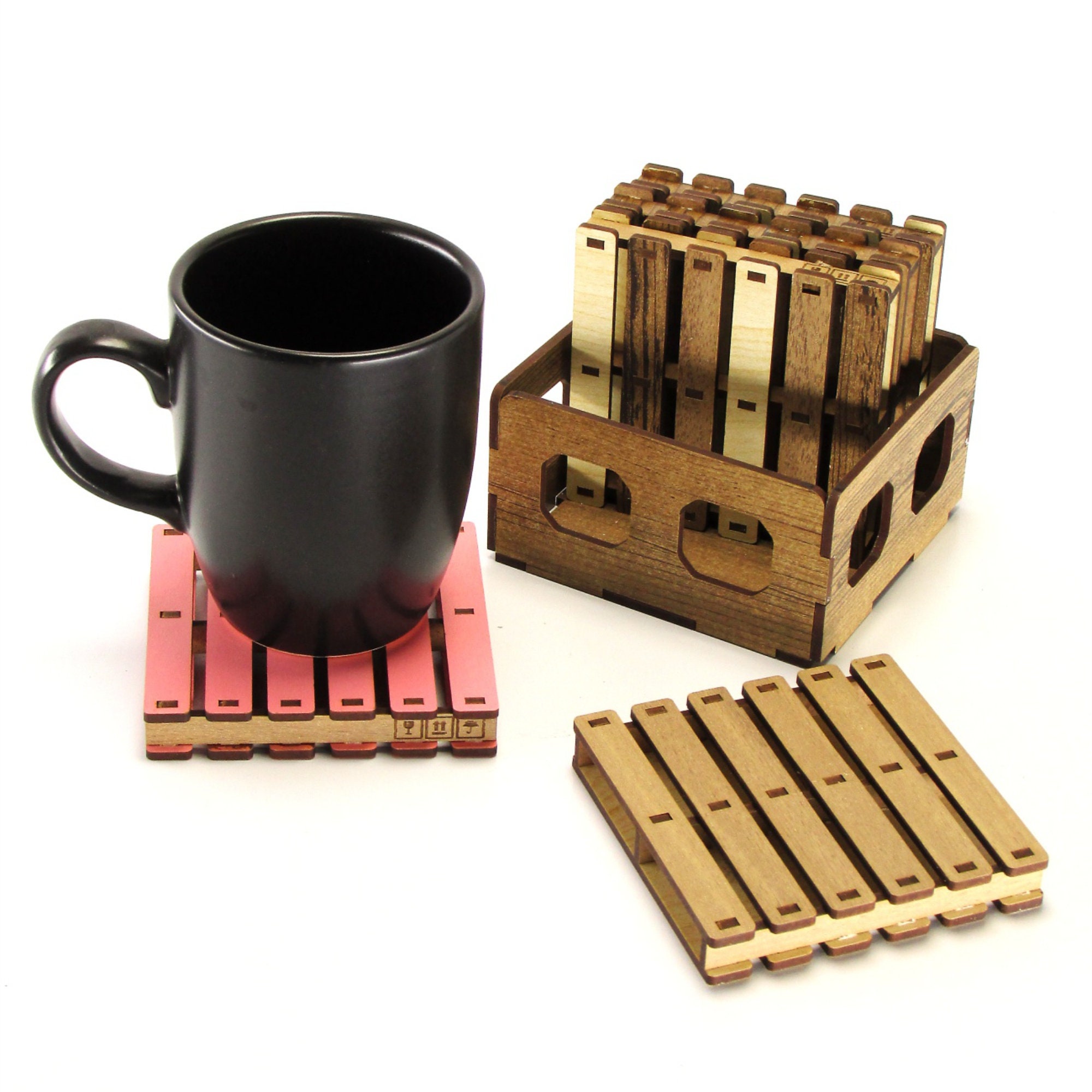 Stylish Upcycling: Boxed Pallet Coaster Template Coaster Set, Custom ...