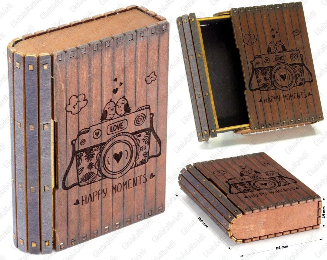 Slider Small Wooden Book Box Template for DIY Projects Book - Etsy