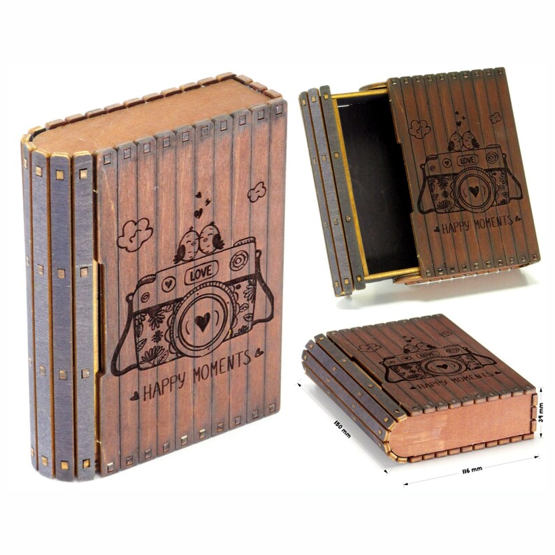 Slider Small Wooden Book Box Template for DIY Projects Book - Etsy