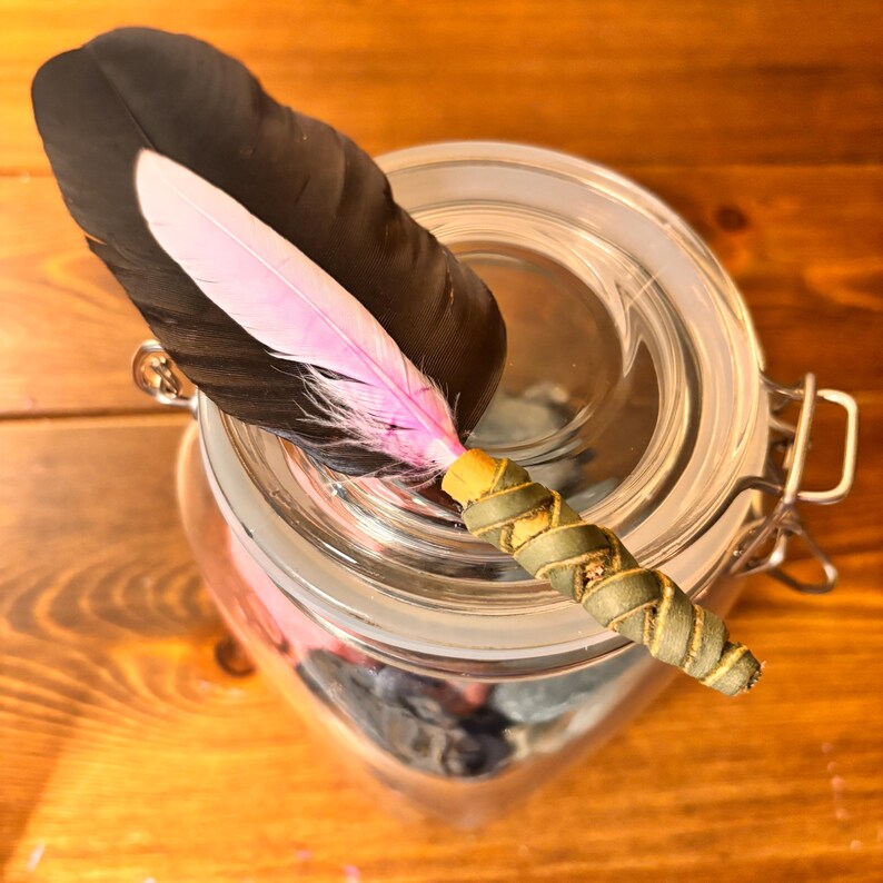 Mini Smudge Fan ~ CROW FEATHER Handmade ((ethically Sourced)) Smudge ...