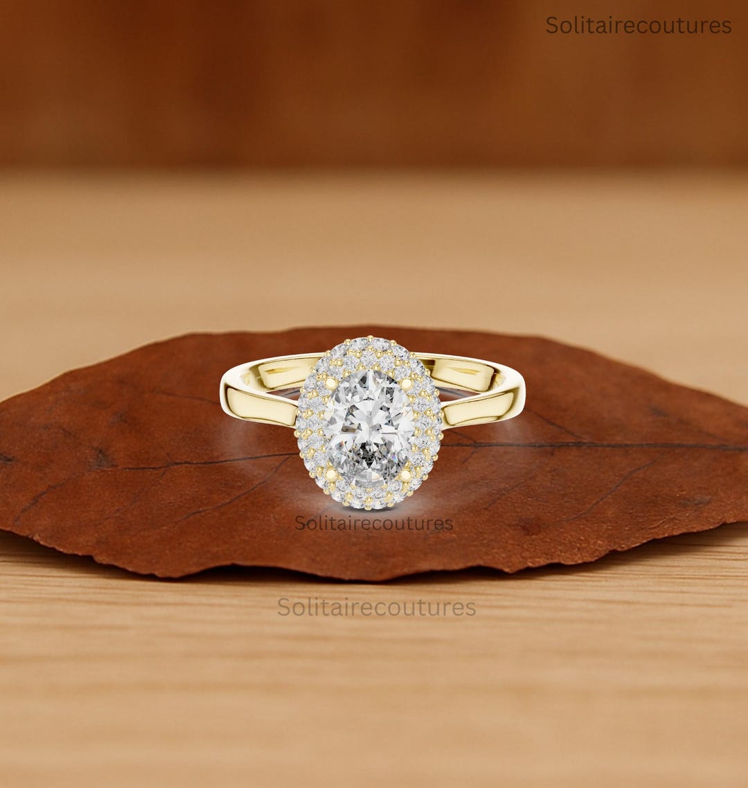 Oval Diamond Collet Ring | 1.00 CT Accent Diamonds, Modern Solitaire - Etsy
