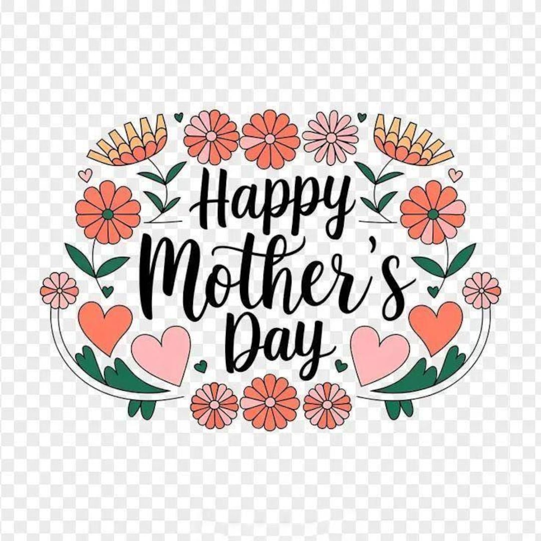 Happy Mother's Day With Flower Wreath PNG Digital - Etsy