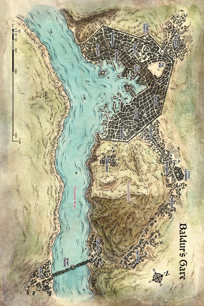 Baldurs Gate Map, Dungeon and Dragons Map, Forgotten Realms Wall Art, Video Game Maps Poster - Etsy