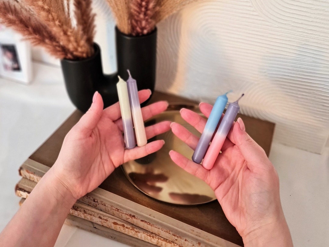 Set of 4, 8, 12 and 16 Dip Dye Mini Candles Set, Pastel Colors ...