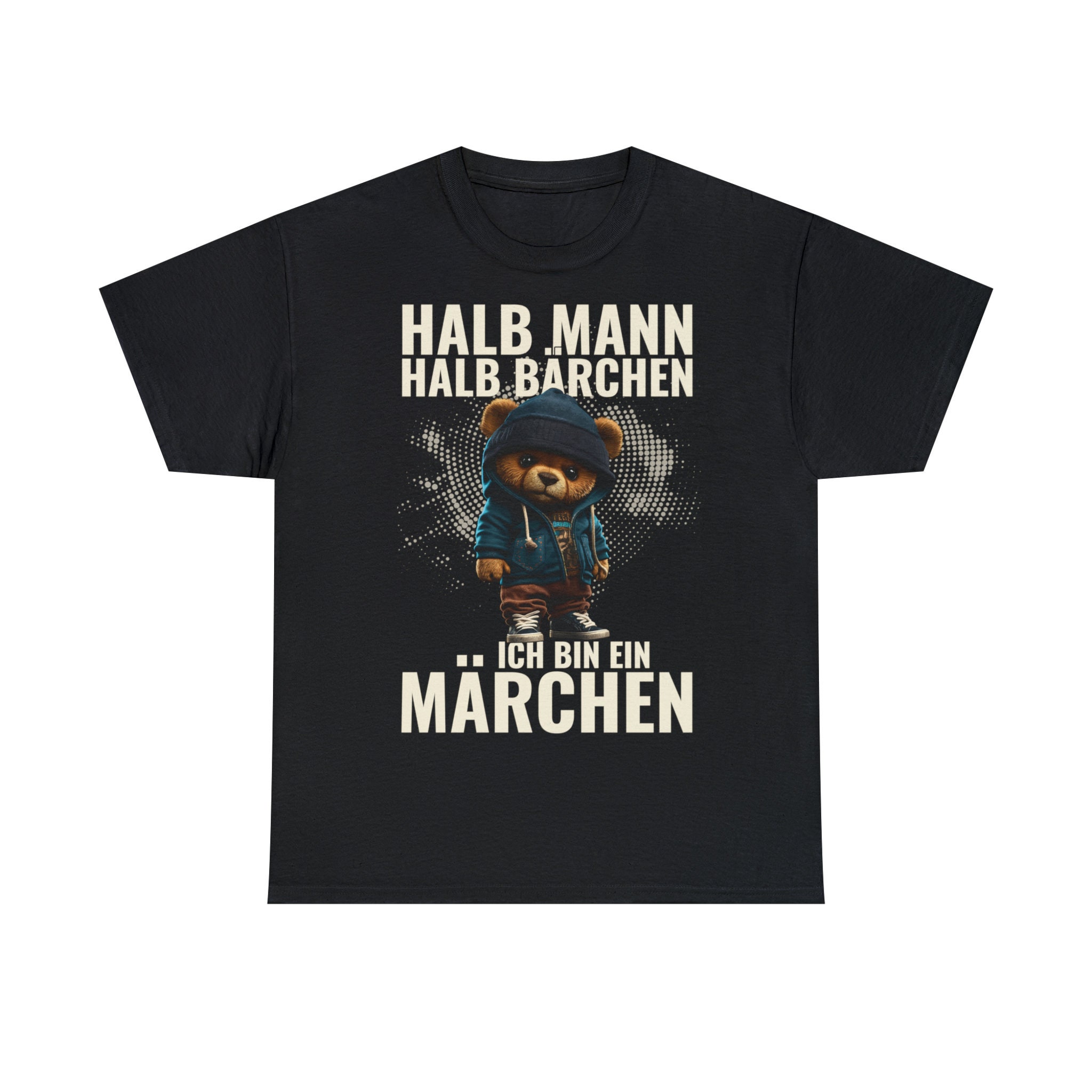 Lustiges Sprüche T-Shirt Mann schwarz blau grün - Halb Mensch halb ...