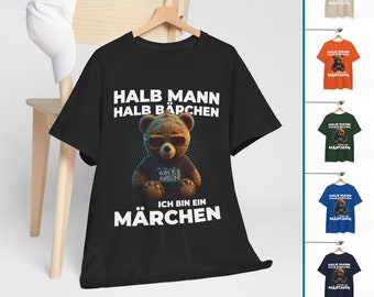 Lustiges Sprüche T-Shirt Mann schwarz blau grün - Halb Mensch halb ...