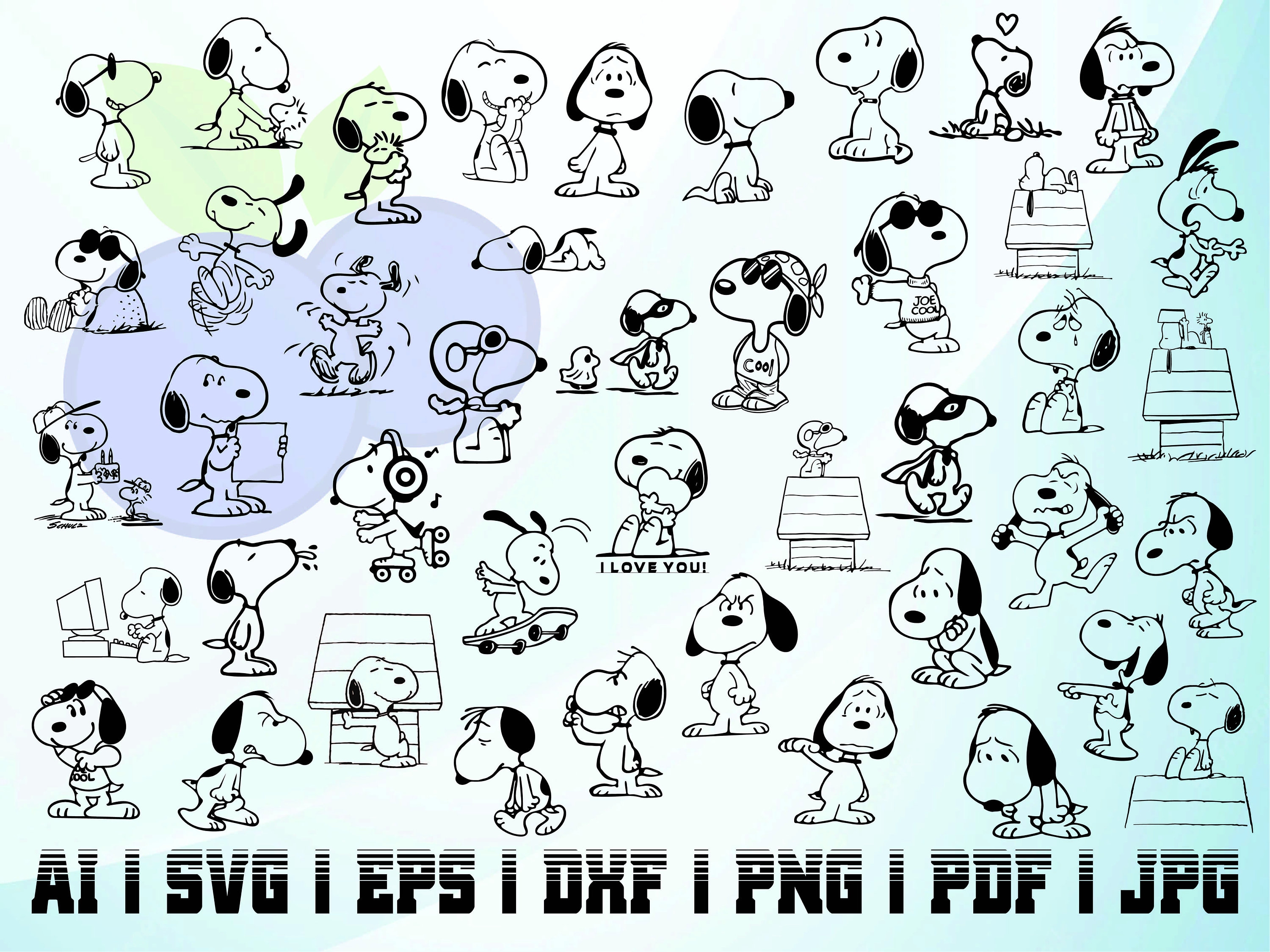 50 Snoopy Dog Svg Bundle Outline Instant Download - Etsy