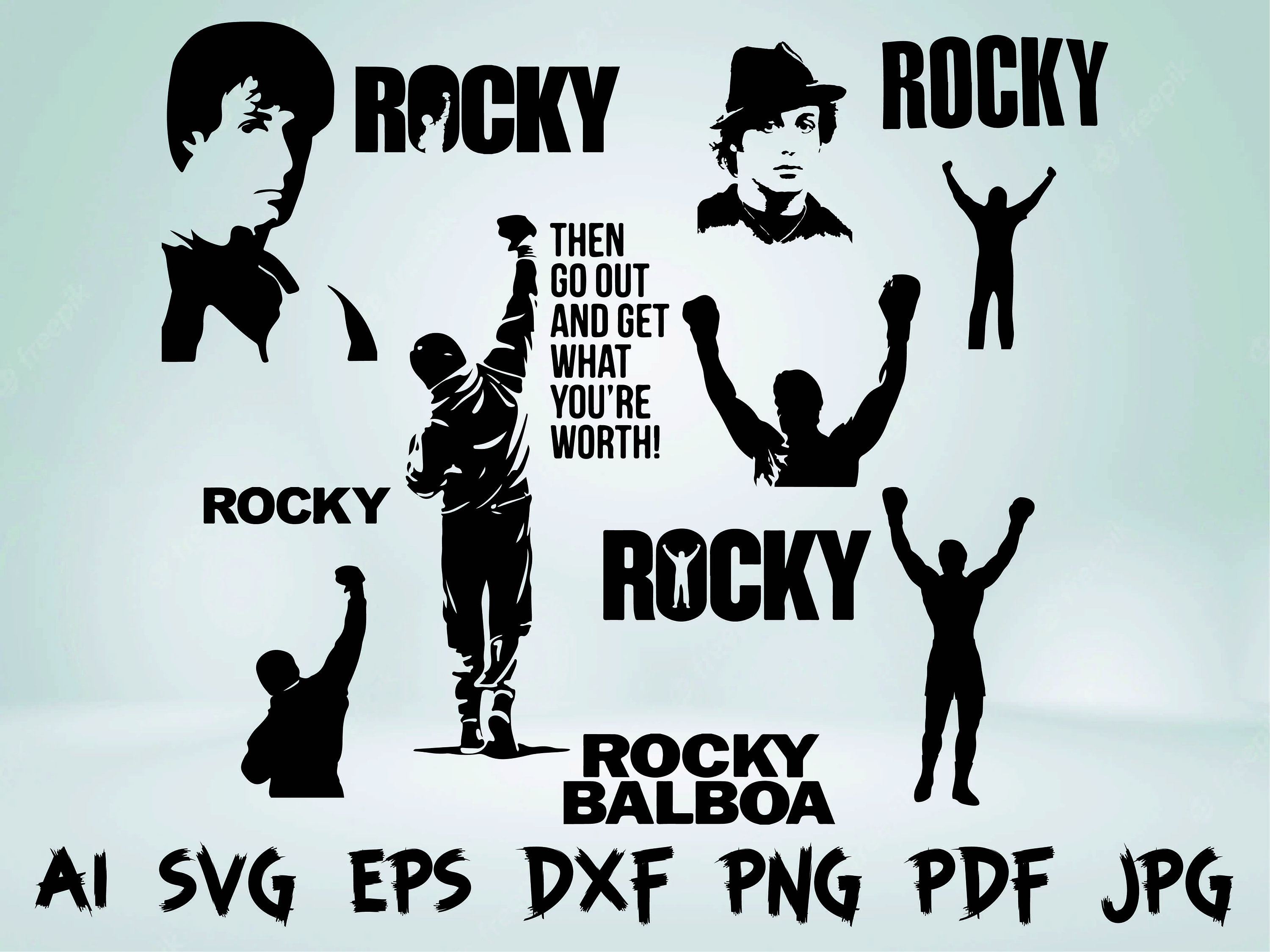 Rocky Balboa Svg Silhouette Bundle Kit Instant Download - Etsy