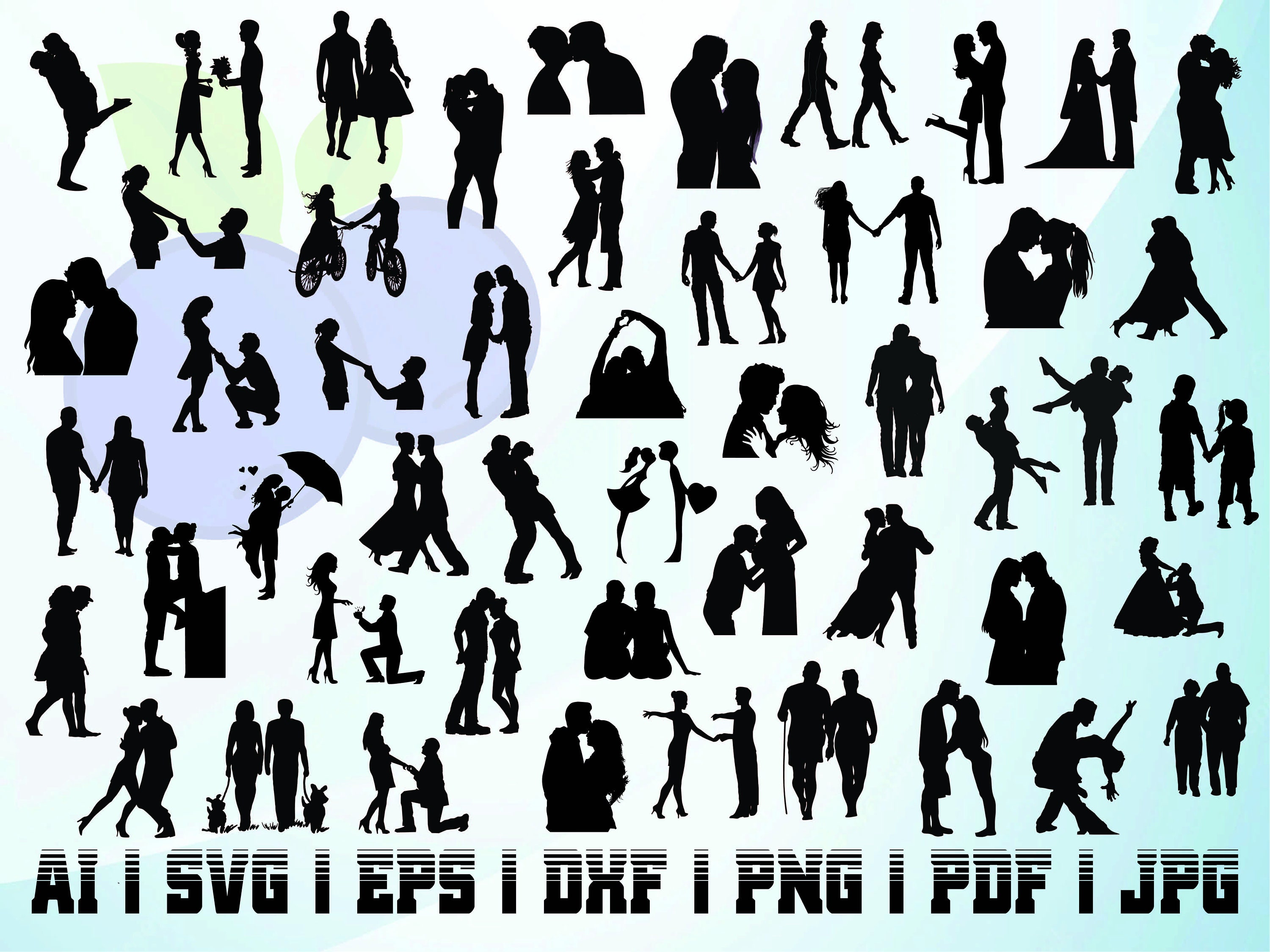 50 pareja svg silueta png objetivos amor familia amante paquete ...