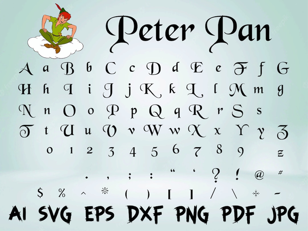 Peter pan svg font ttf instant download - Etsy Portugal