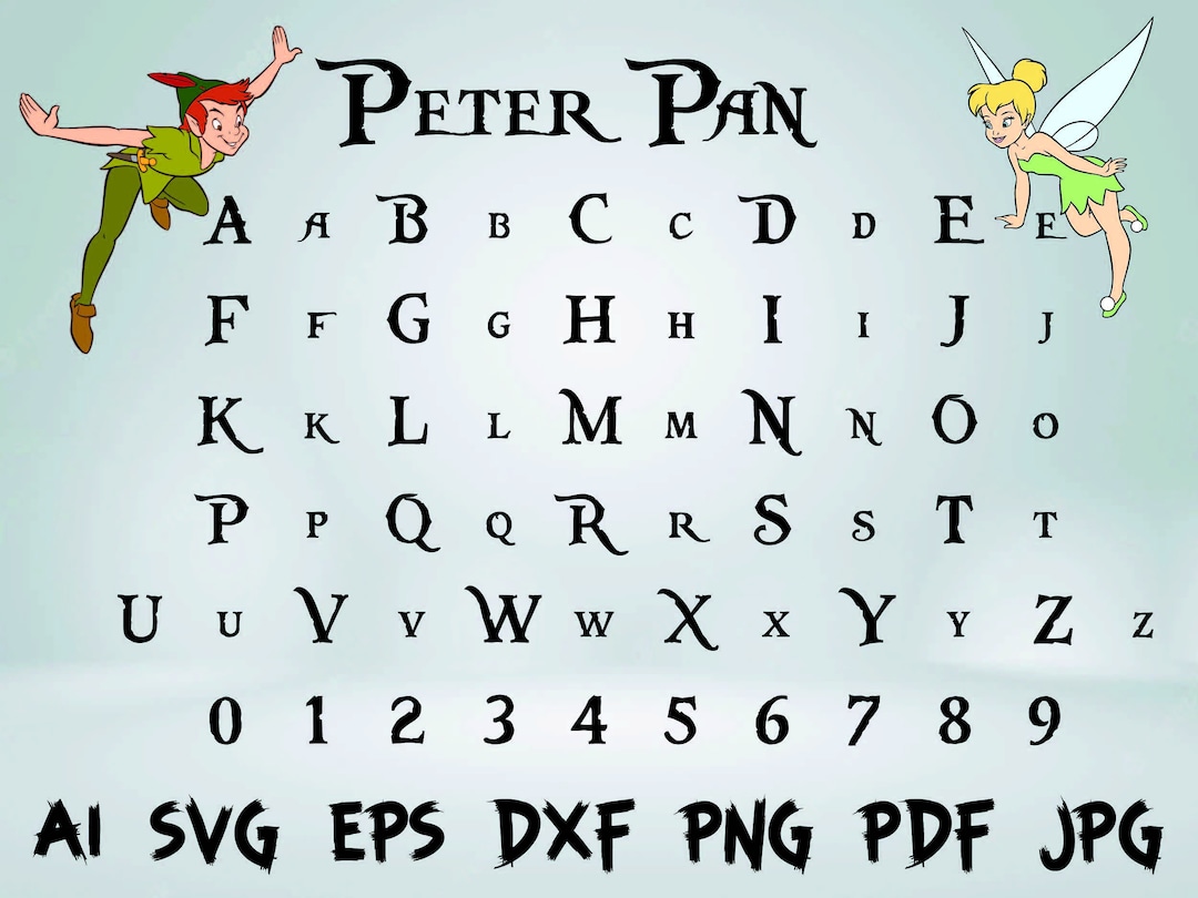 Peter pan svg font ttf tinker bell neverland instant download - Etsy ...