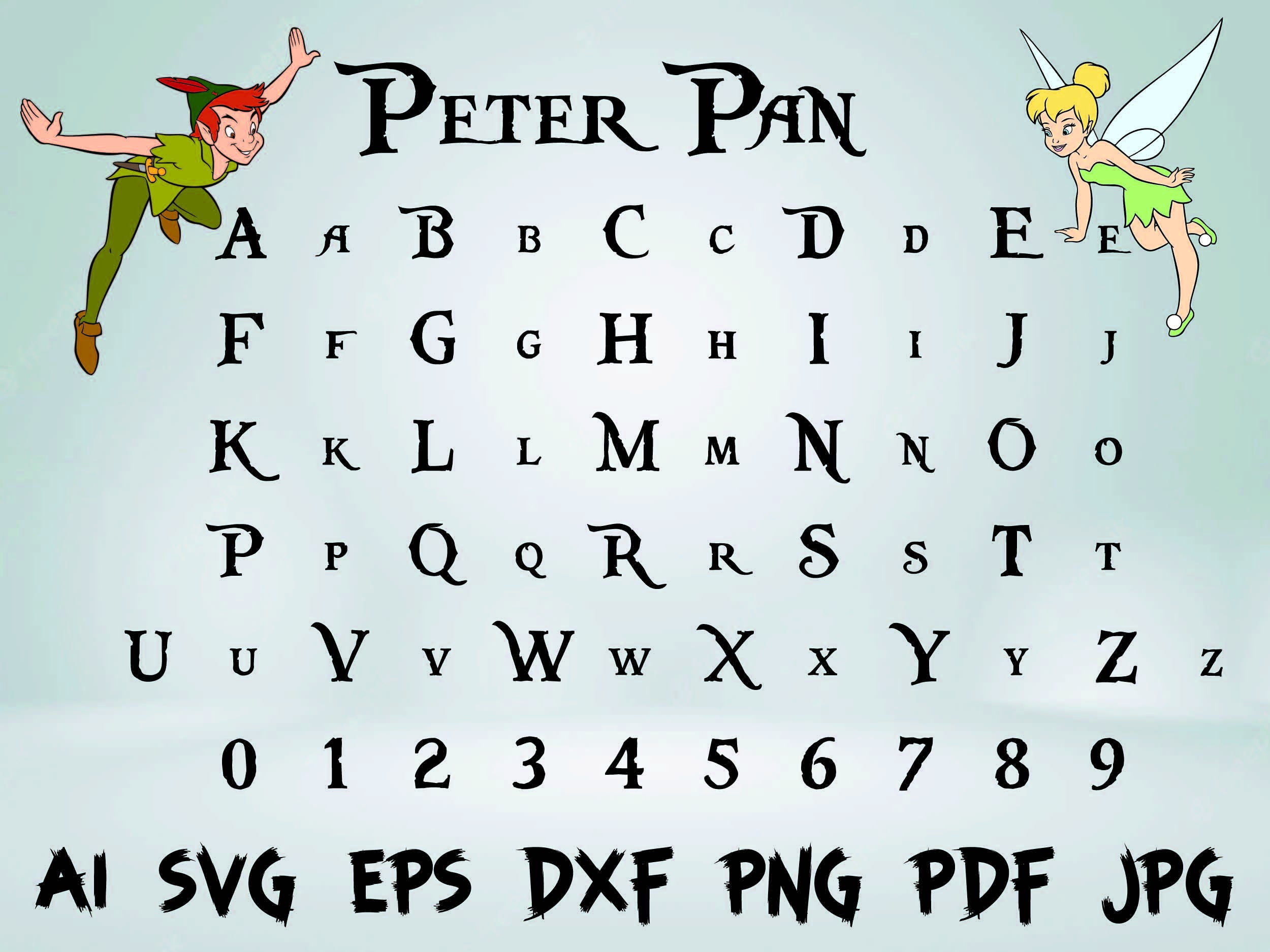 Peter pan svg font ttf tinker bell neverland instant download - Etsy ...