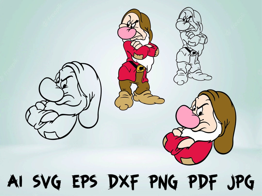 Snow White Grumpy Svg Cricut Vector Outline Instant Download - Etsy