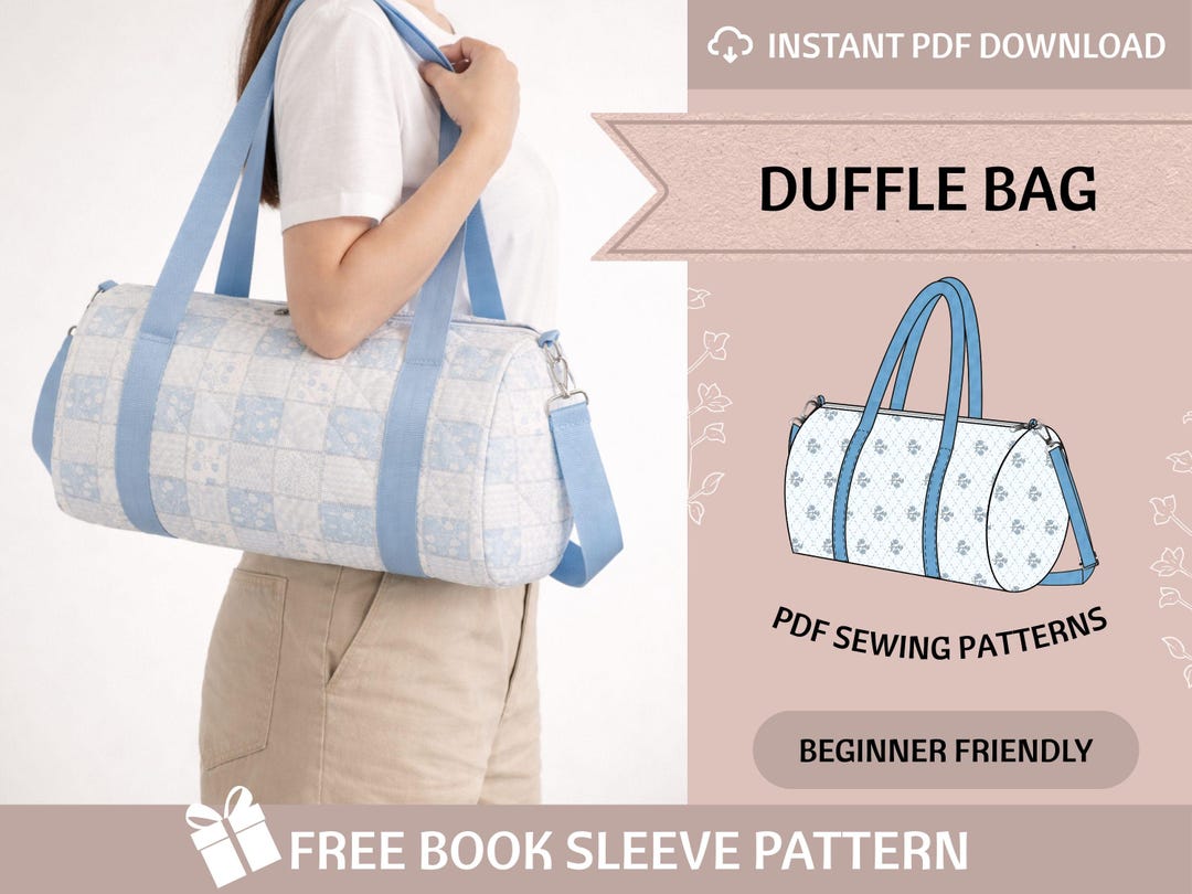 Duffle Sewing Pattern: Beginner Weekender Travel Bag (PDF) + Book ...