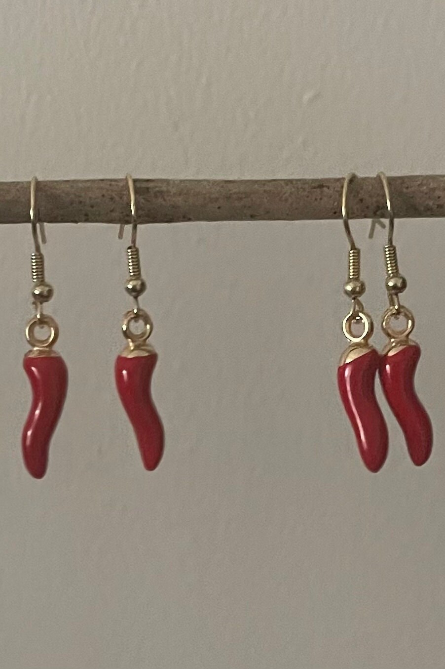 Italian Red Horn Cornicello Charm, Good Luck Earrings - Etsy