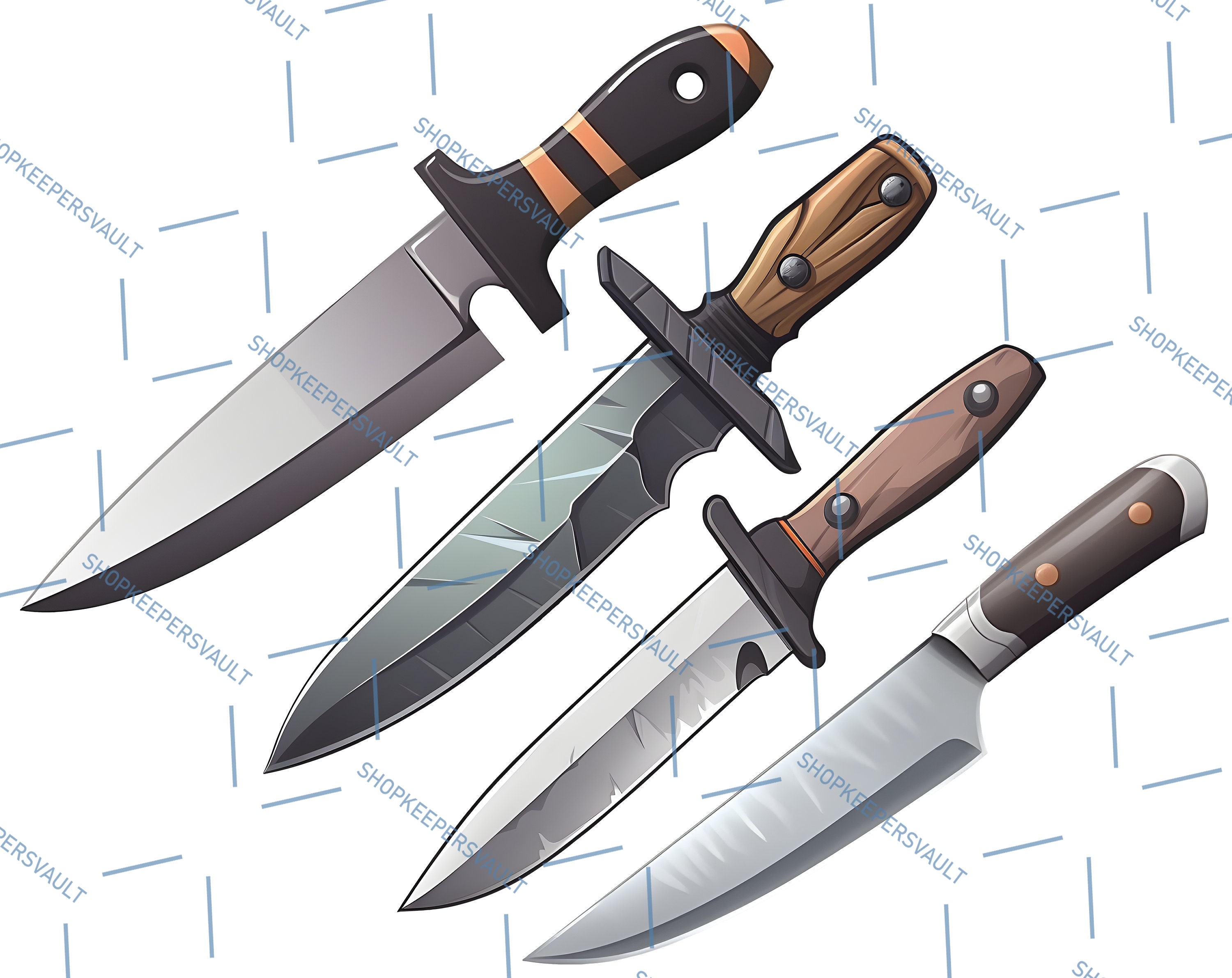 Knives Clipart Set, Illustration, Commercial Use, Knife PNG, Game Art ...