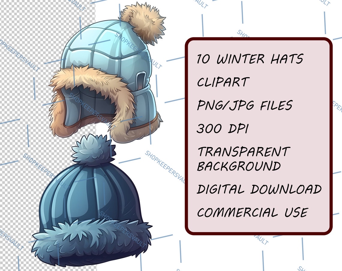 Winter Hat Clipart, Commercial Use, Illustration Beanie PNG, Winter ...