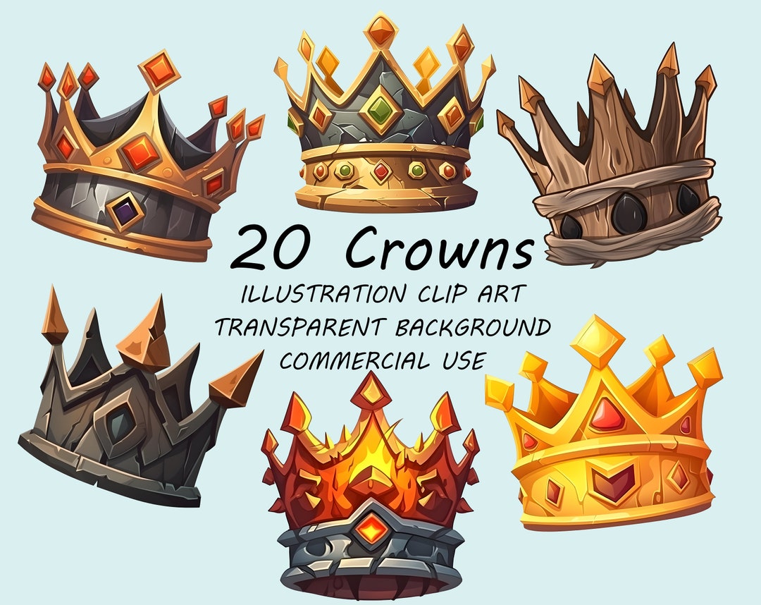 Crown Clipart Set, Commercial Use, Crowns PNG Illustration, Role ...