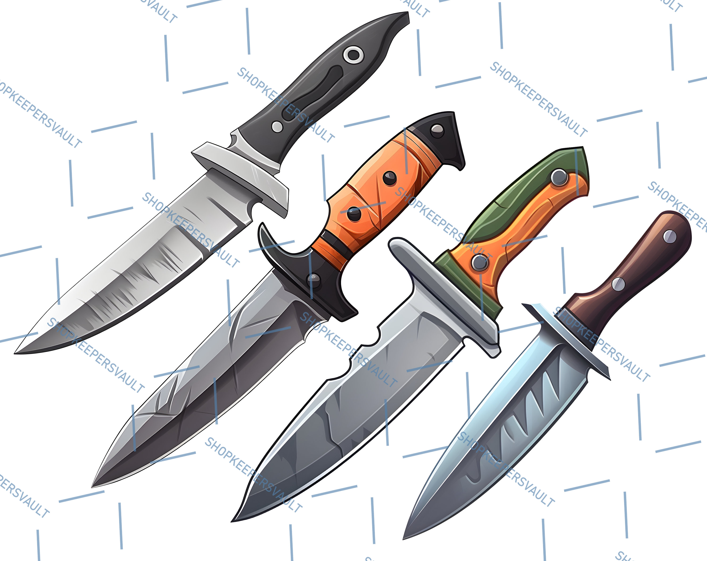 Knives Clipart Set, Illustration, Commercial Use, Knife PNG, Game Art ...
