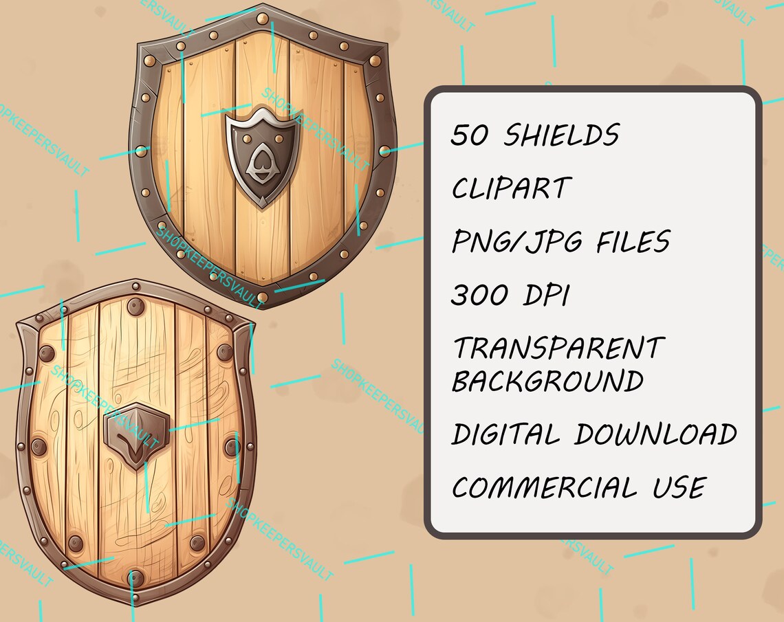 Shields Clipart Set, Commercial Use, Shields PNG Illustration, Role ...